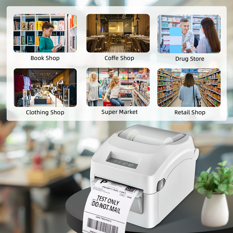 Grozziie Thermal Label Printer, 203DPI USB-Bluetooth Shipping Label ...