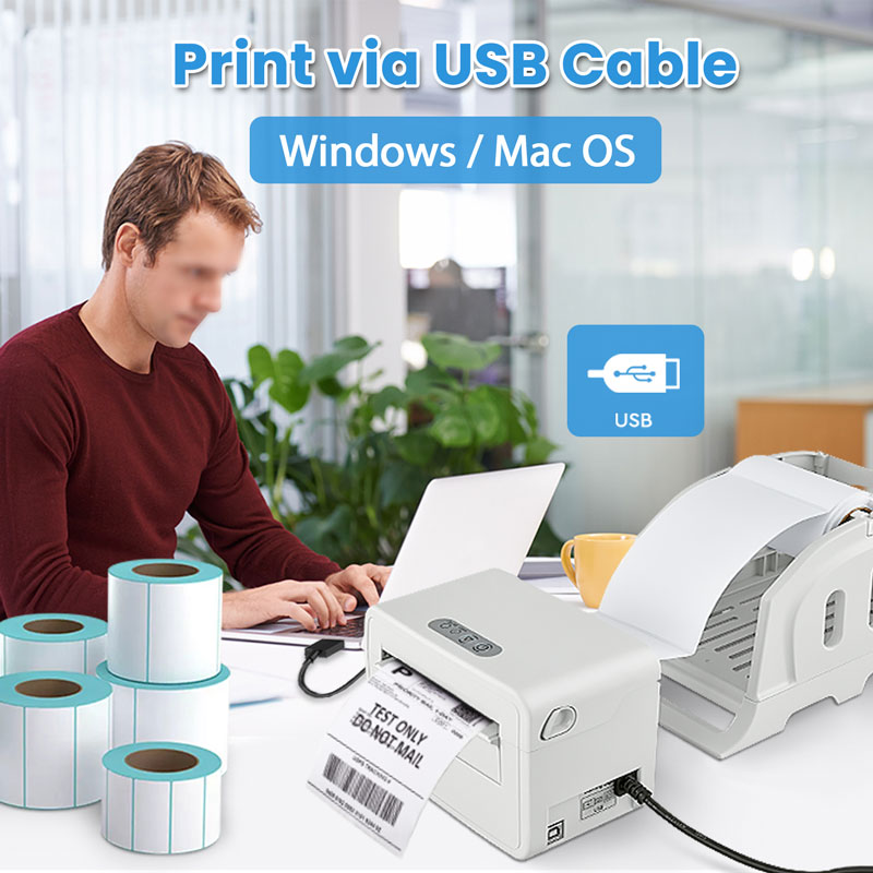 Grozziie Thermal Label Printer, 203DPI USB-Bluetooth Shipping Label ...