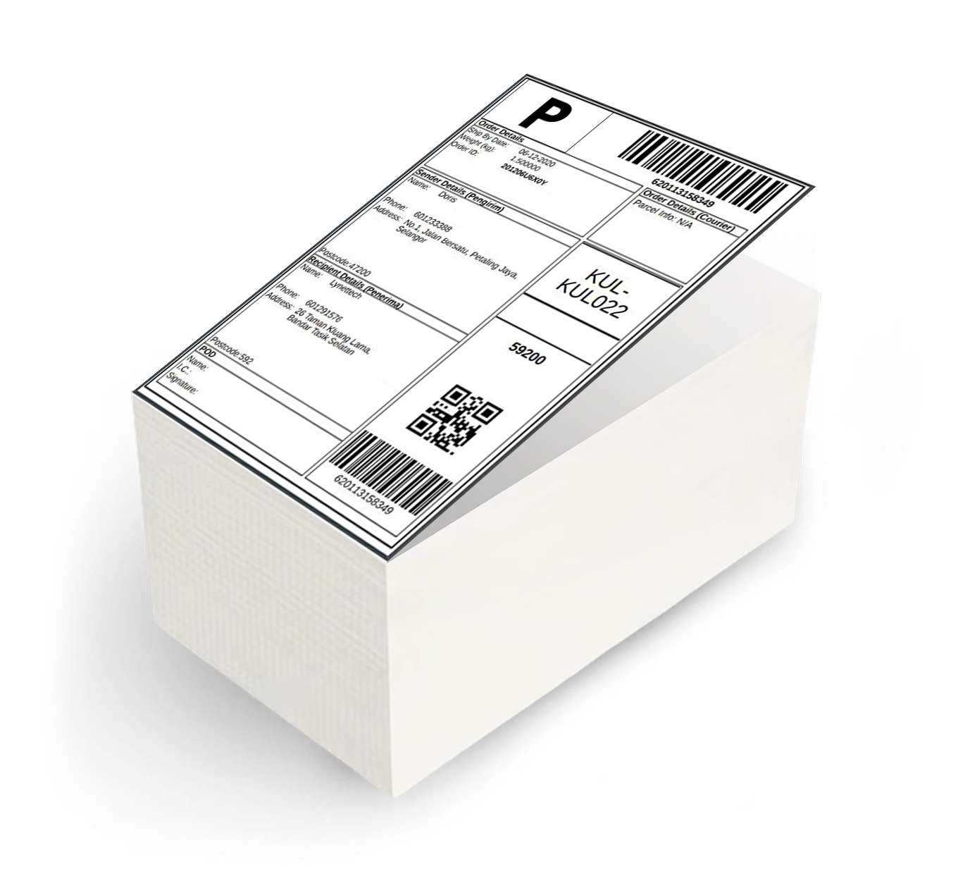 Grozziie Fold-Waybill Paper Sticker, Thermal Waybill Paper