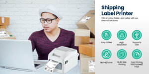 Grozziie Thermal Label Printer, 203DPI USB-Bluetooth Shipping Label ...